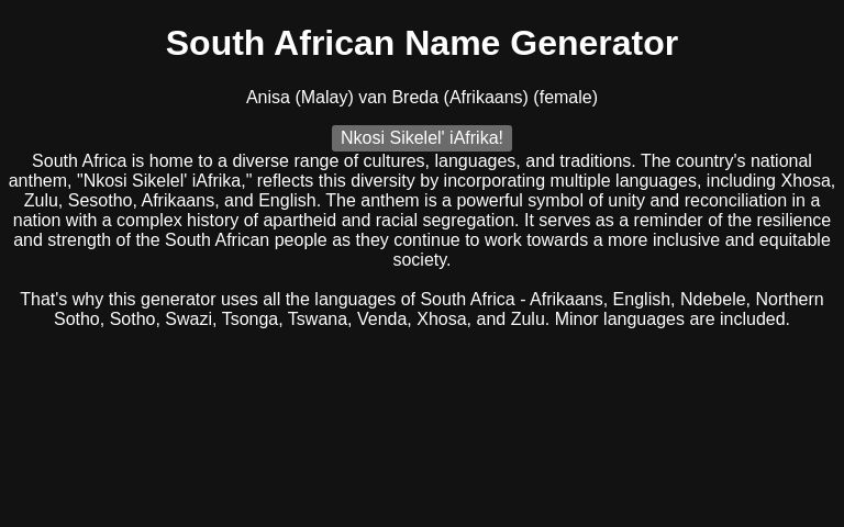 South African Name Generator
