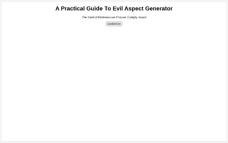 A Practical Guide To Evil Aspect Generator