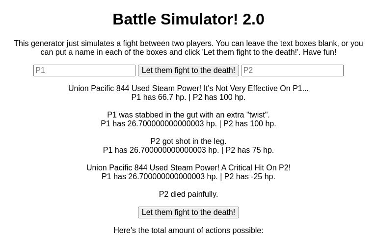 Battle Simulator! 2.0 ― Perchance Generator