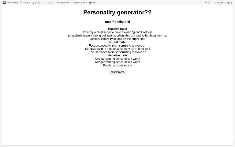Personality generator??