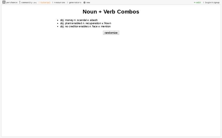 Noun + Verb Combos ― Perchance Generator