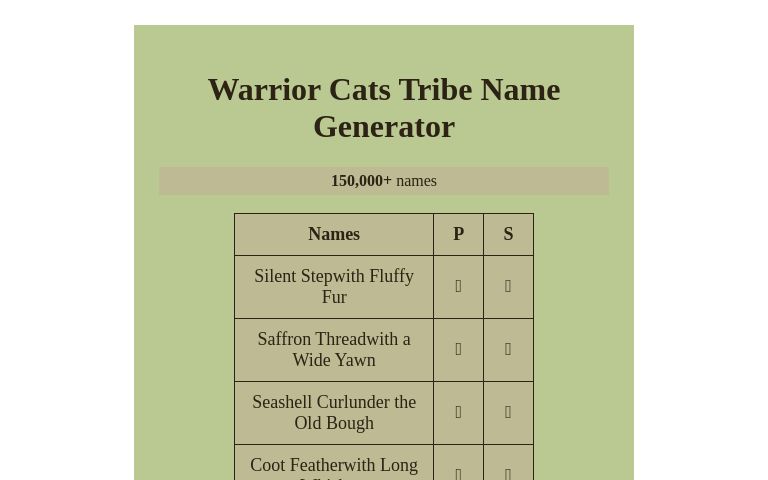 Warrior Cats Tribe Name Generator