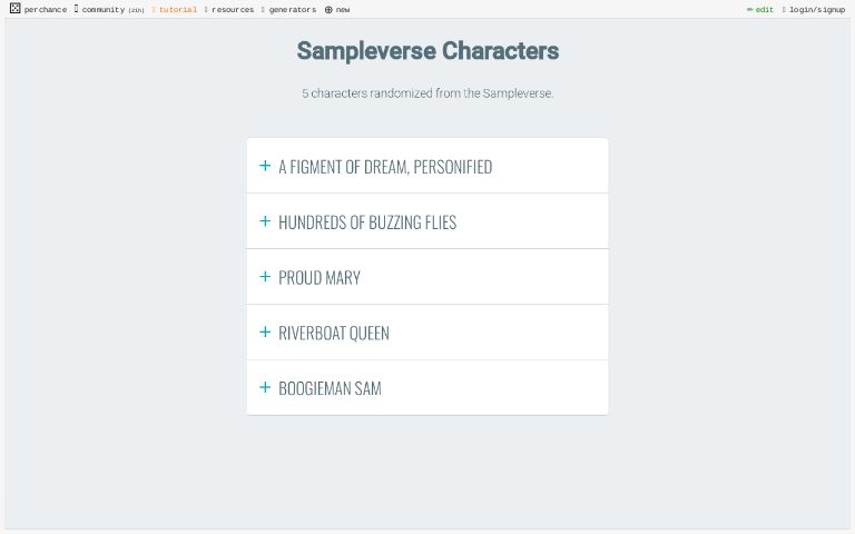 Sampleverse Characters ― Perchance Generator