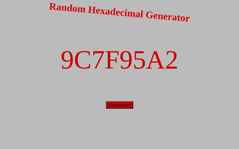 Random Hexadecimal Generator