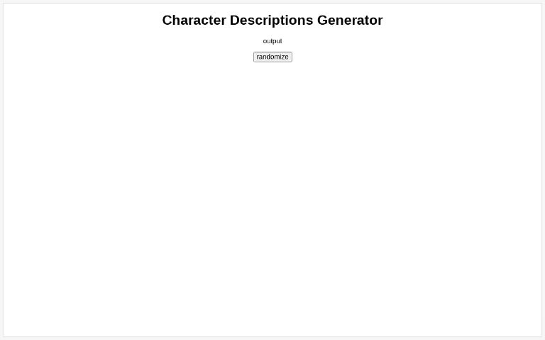 Character Descriptions Generator
