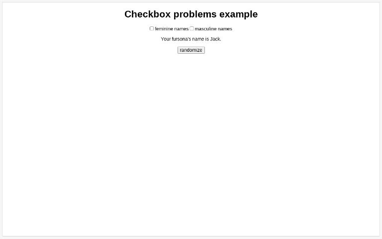 Checkbox problems example ― Perchance Generator