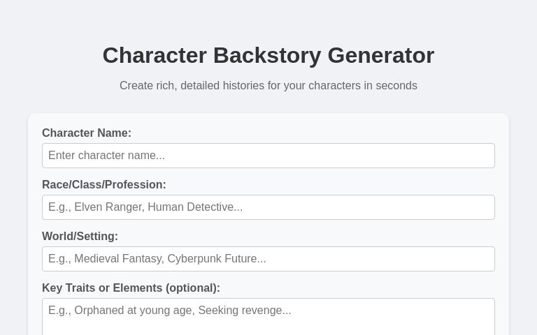 Character Backstory Generator