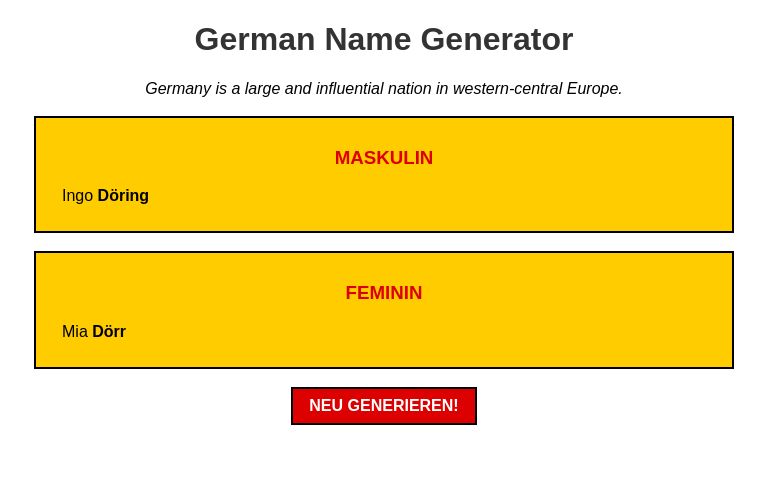 German Name Generator