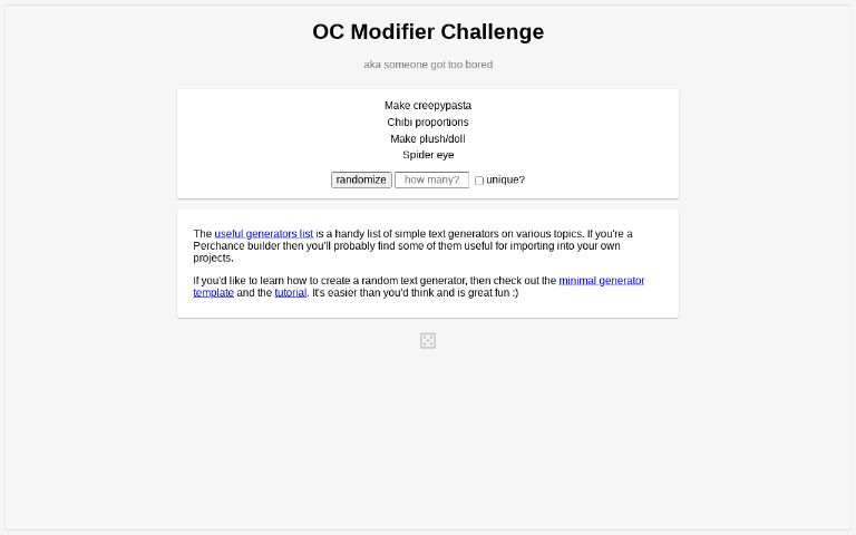 OC Modifier Challenge ― Perchance Generator