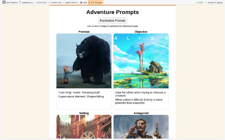 Adventure Prompts ― Perchance Generator