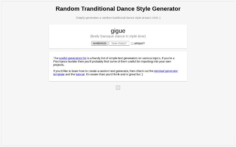 Random Tranditional Dance Style Generator
