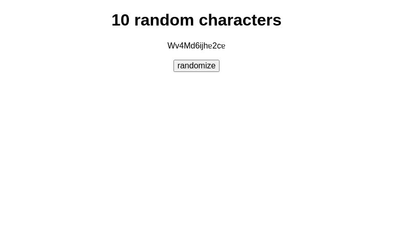 10 random characters ― Perchance Generator