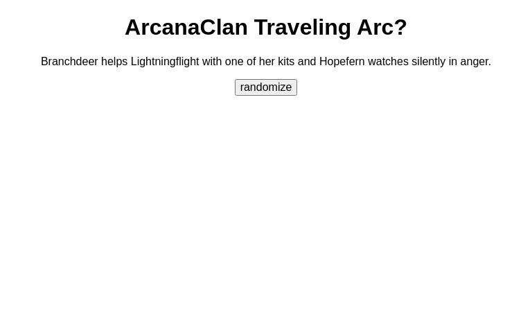 ArcanaClan Traveling Arc? ― Perchance Generator