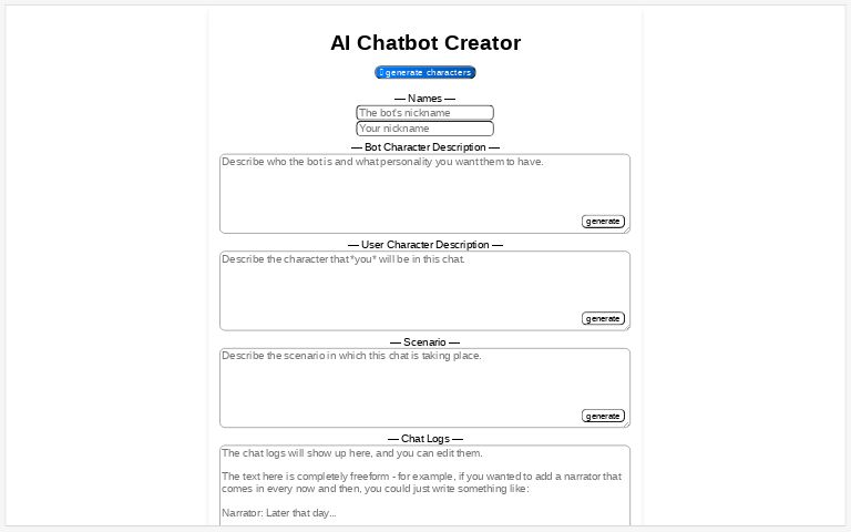 AI Chatbot Creator ― Perchance Generator
