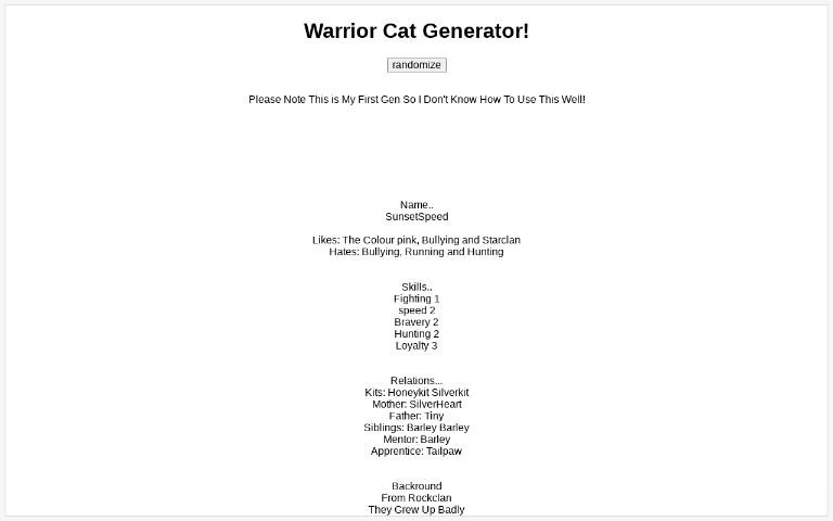 Warrior Cat Generator!