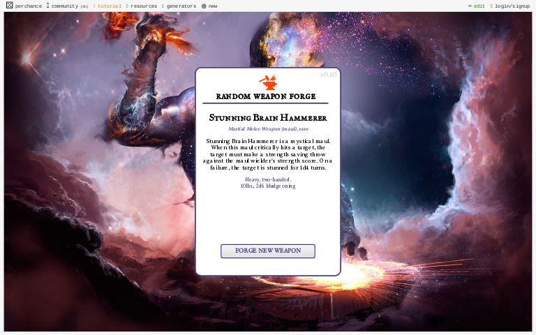 random weapon forge ― Perchance Generator