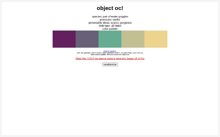 object oc! ― Perchance Generator