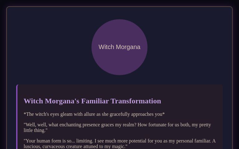 Witch Morgana's Familiar Transformation ― Perchance Generator