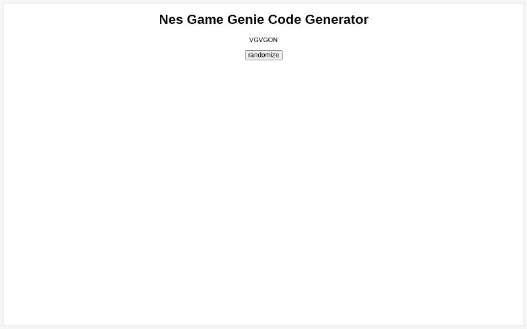 Nes Game Genie Code Generator
