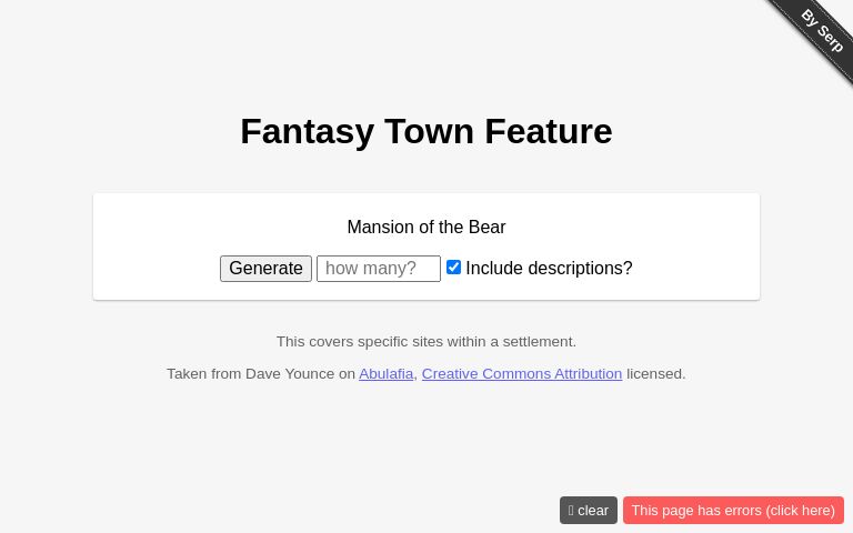 Fantasy Town Feature ― Perchance Generator