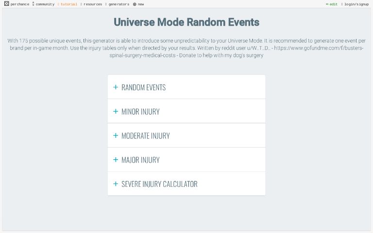 Universe Mode Random Events ― Perchance Generator