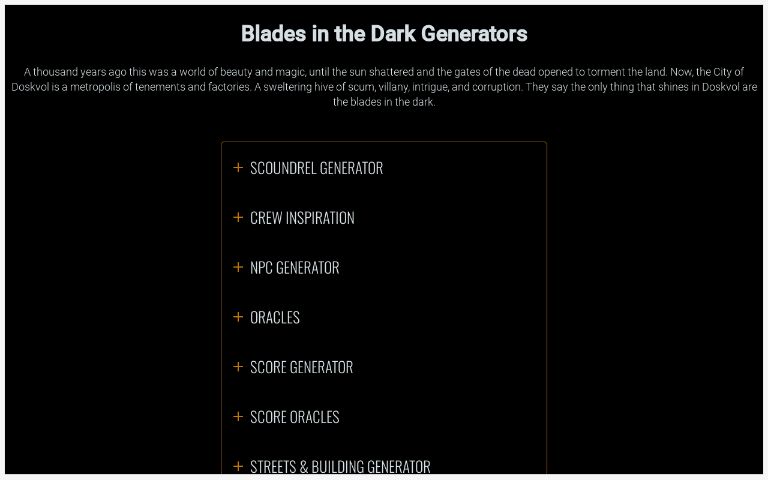 Blades in the Dark Generators