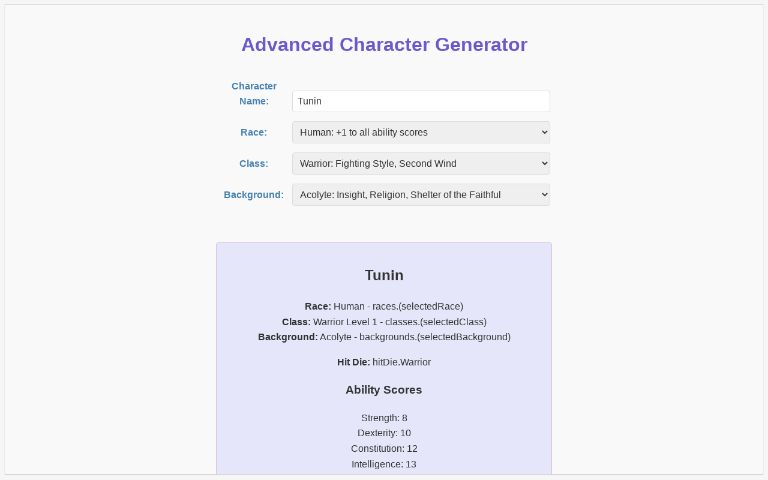 Advanced Character Generator