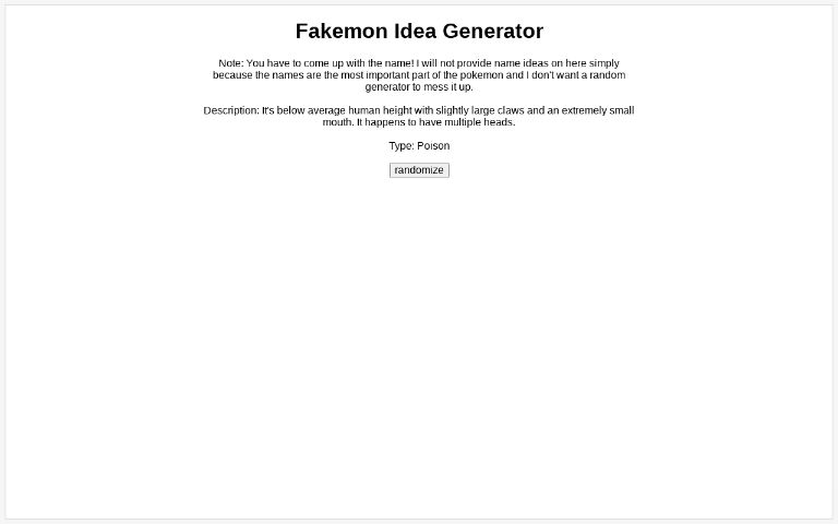 Fakemon Idea Generator