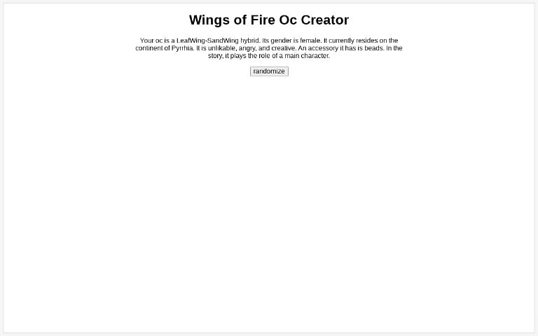 Wings of Fire Oc Creator ― Perchance Generator