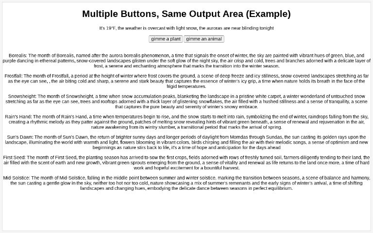 Multiple Buttons, Same Output Area (Example) ― Perchance Generator