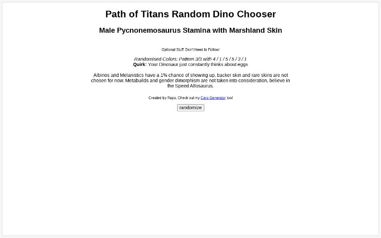 Path of Titans Random Dino Chooser ― Perchance Generator