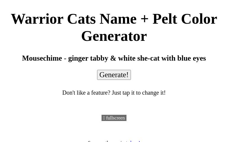 Warrior Cats Name + Pelt Color Generator
