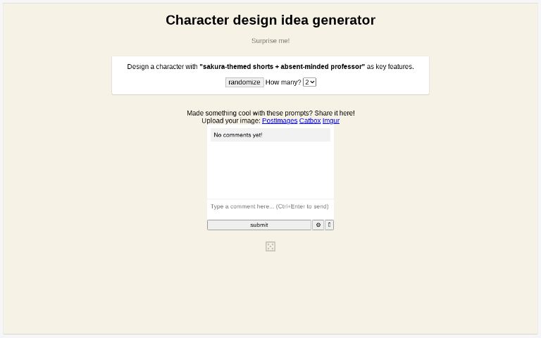 Character design idea generator