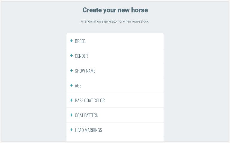 Create your new horse ― Perchance Generator