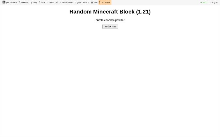 Random Minecraft Block (1.21) ― Perchance Generator