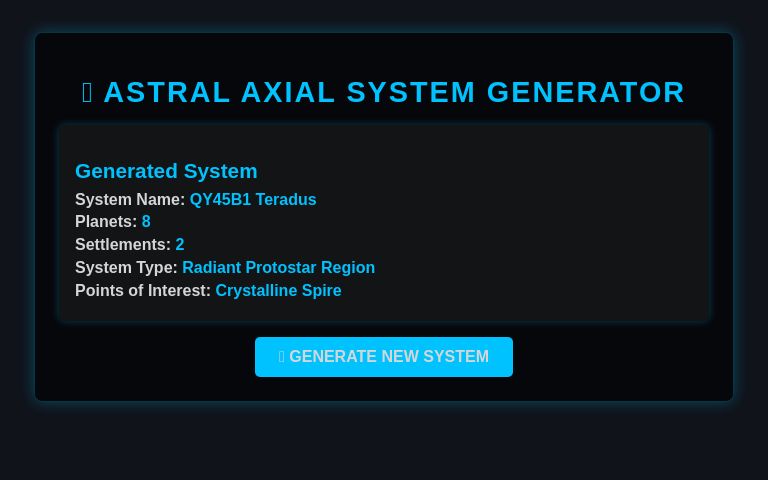 🌌 Astral Axial System Generator