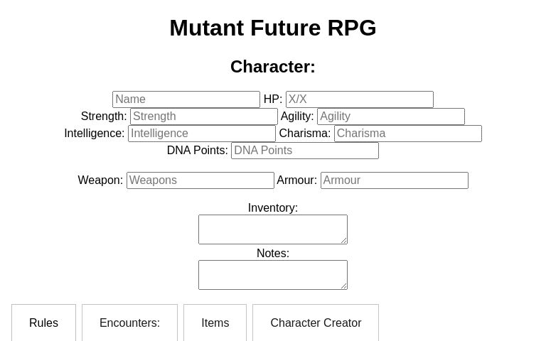 Mutant Future RPG ― Perchance Generator