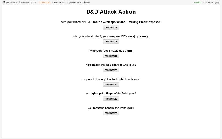 D&D Attack Action ― Perchance Generator