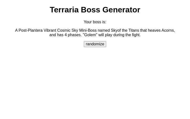 Terraria Boss Generator
