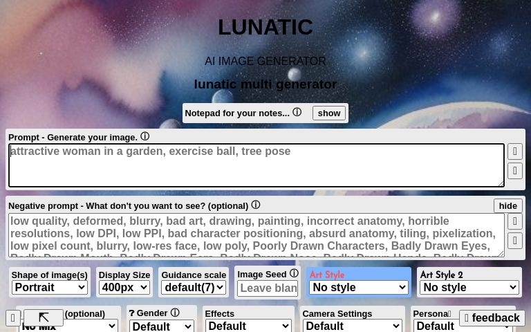 LUNATIC ― Perchance Generator