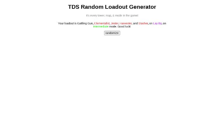 TDS Random Loadout Generator