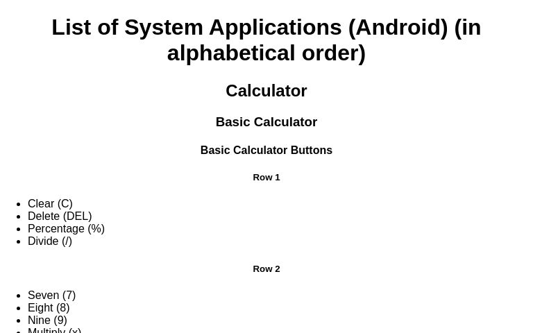 List of System Applications (Android) (in alphabetical order ...