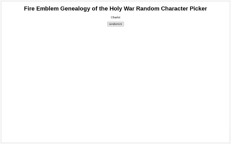 Fire Emblem Genealogy of the Holy War Random Character Picker ― Perchance Generator