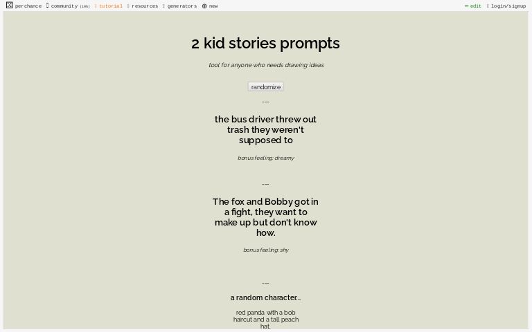 2 kid stories prompts ― Perchance Generator