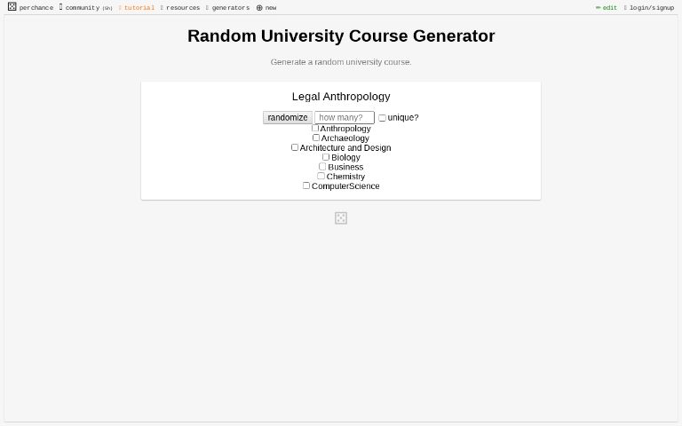 Random University Course Generator