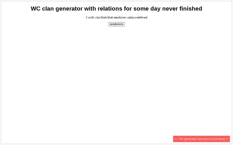 WC clan generator with relations for some day never finished