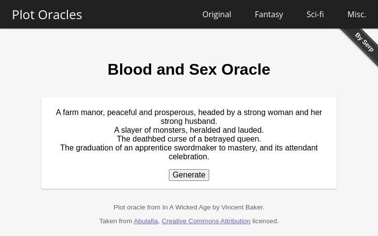 Blood and Sex Oracle ― Perchance Generator