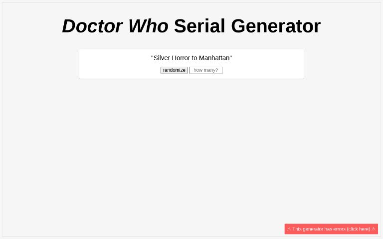 Doctor Who Serial Generator