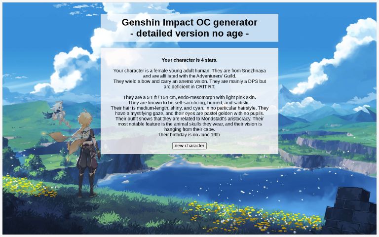 Genshin Impact OC generator - detailed version no age