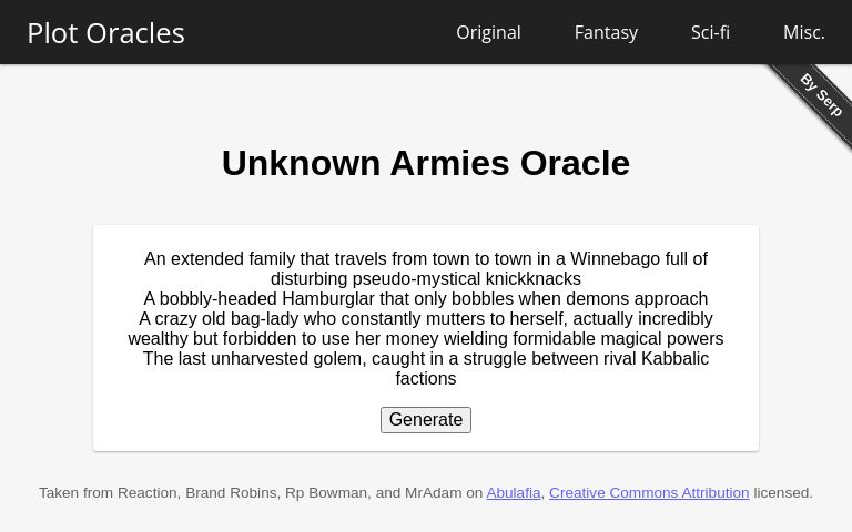 Unknown Armies Oracle ― Perchance Generator